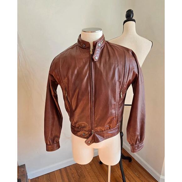 Niko | Jackets & Coats | Niko Vintage Brown Leather Bomber Jacket ...